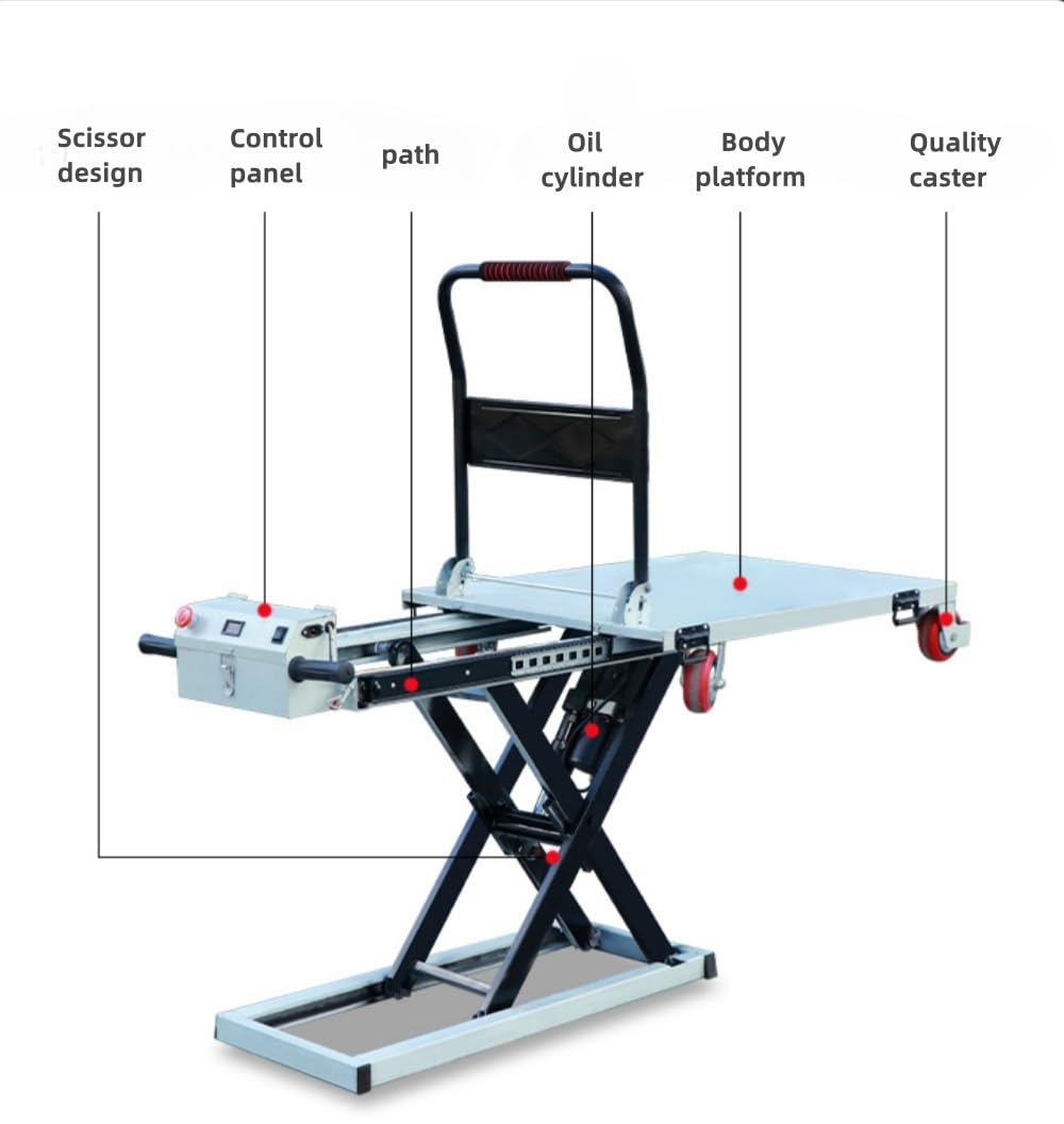 ZGSDTF On-Board Electric Hydraulic Lift Trolley, Folding Trolley, Material Elevator, Himurek Car,Suitable for Transporting and Loading Materials onto Trucks with Trucks(Truck Applicable )