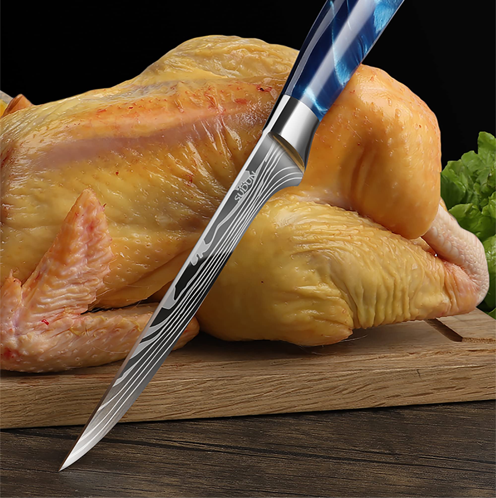 SUDUN Boning Knife 6 Inch, Versatile Deboning Knife,German High Carbon Stainless Steel Kitchen Knives for Meat Fish Poultry Chicken, Ergonomic Resin Handle with Gift Box