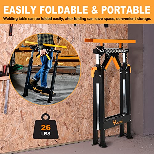 WORKESS 4 in 1 Roller Stand, Stable 440 Lbs Load Capacity with Saw Horses, V-Shaped, Multi-Directional Rollers & Outfeed Roller, Adjustable Height 33โ- 50โ, Folding for Woodworking