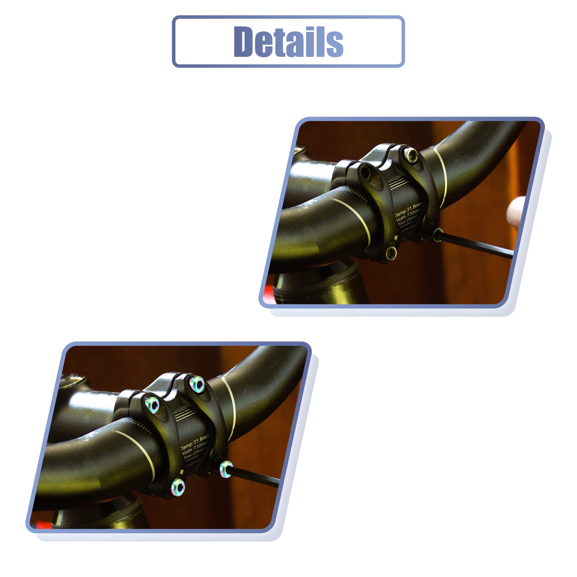 X AUTOHAUX 2pcs M5x18mm Titanium Alloy Bicycle Stem Bolts Hex Socket Head Cap with Steerer Clamp Nut for BMX MTB Road Bike Multicolor
