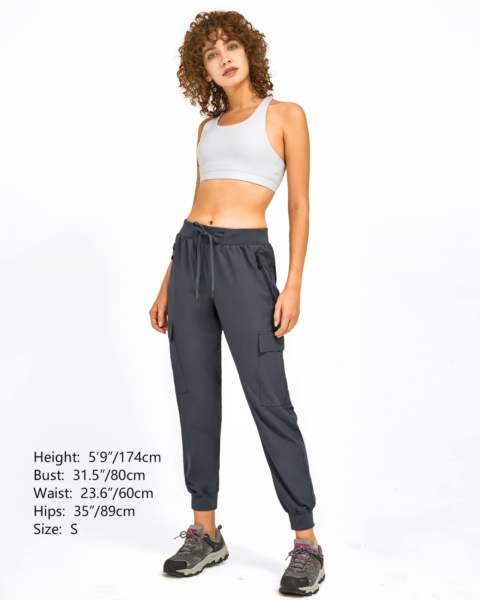 Stelle Hiking Cargo Joggers for Women Lightweight Quick Dry UPF 50 with Zipper Pockets Pants for Outdoor Workout(GY,M) Grey