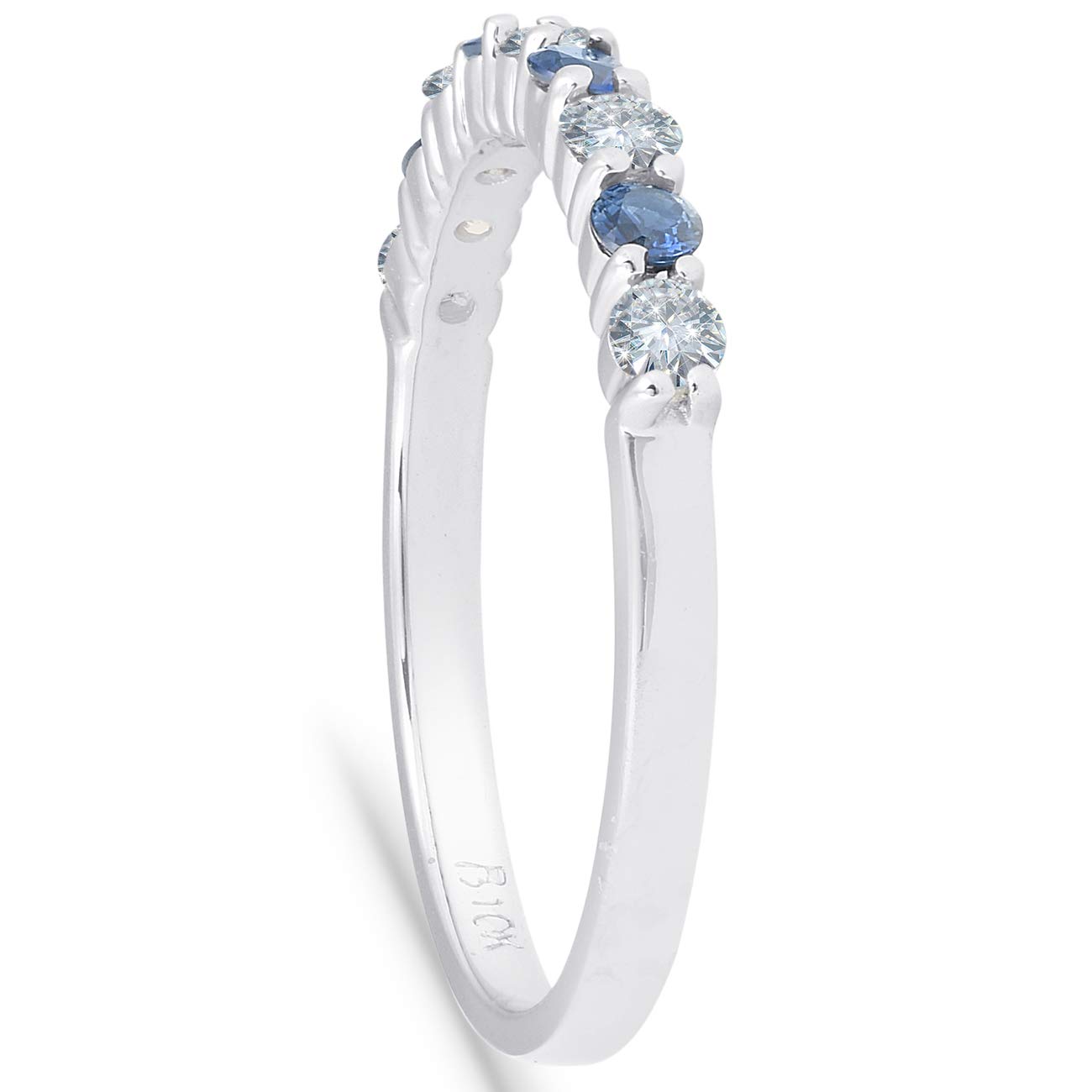P3 POMPEII3 1/2CT Blue Sapphire & Diamond Wedding Ring 10K White Gold - Size 8.5