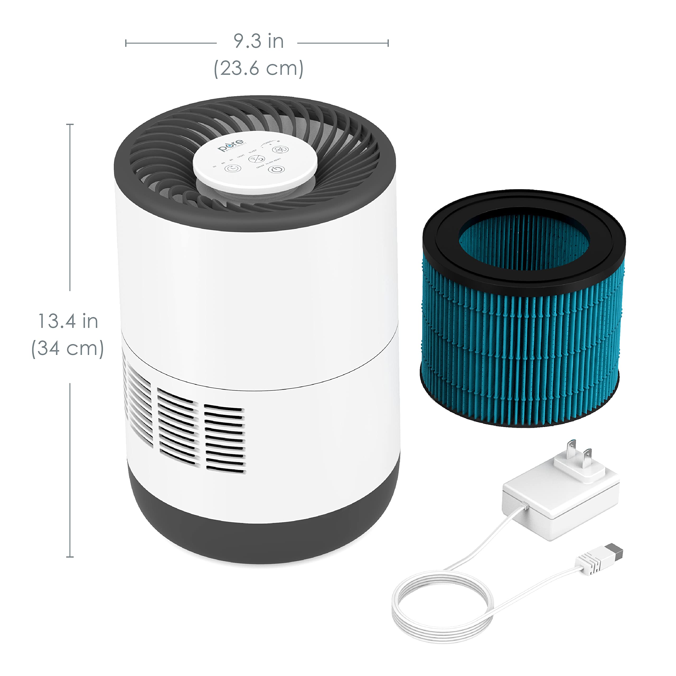 Pure Enrichment® MistAire™ Eva - Mist-Free Evaporative Humidifier (2.8L) with Antibacterial Filter, 4-Speeds, Large Room Coverage up to 500 sq. ft., and Auto Shut-Off Timer