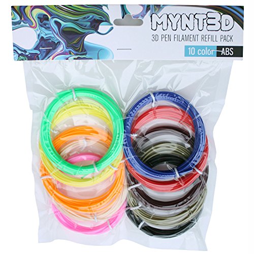 MYNT3D ABS 3D Pen Filament Refill Pack (10 Color, 3m Each) & PLA 3D Pen Filament Refill Pack (10 Color, 3m Each)
