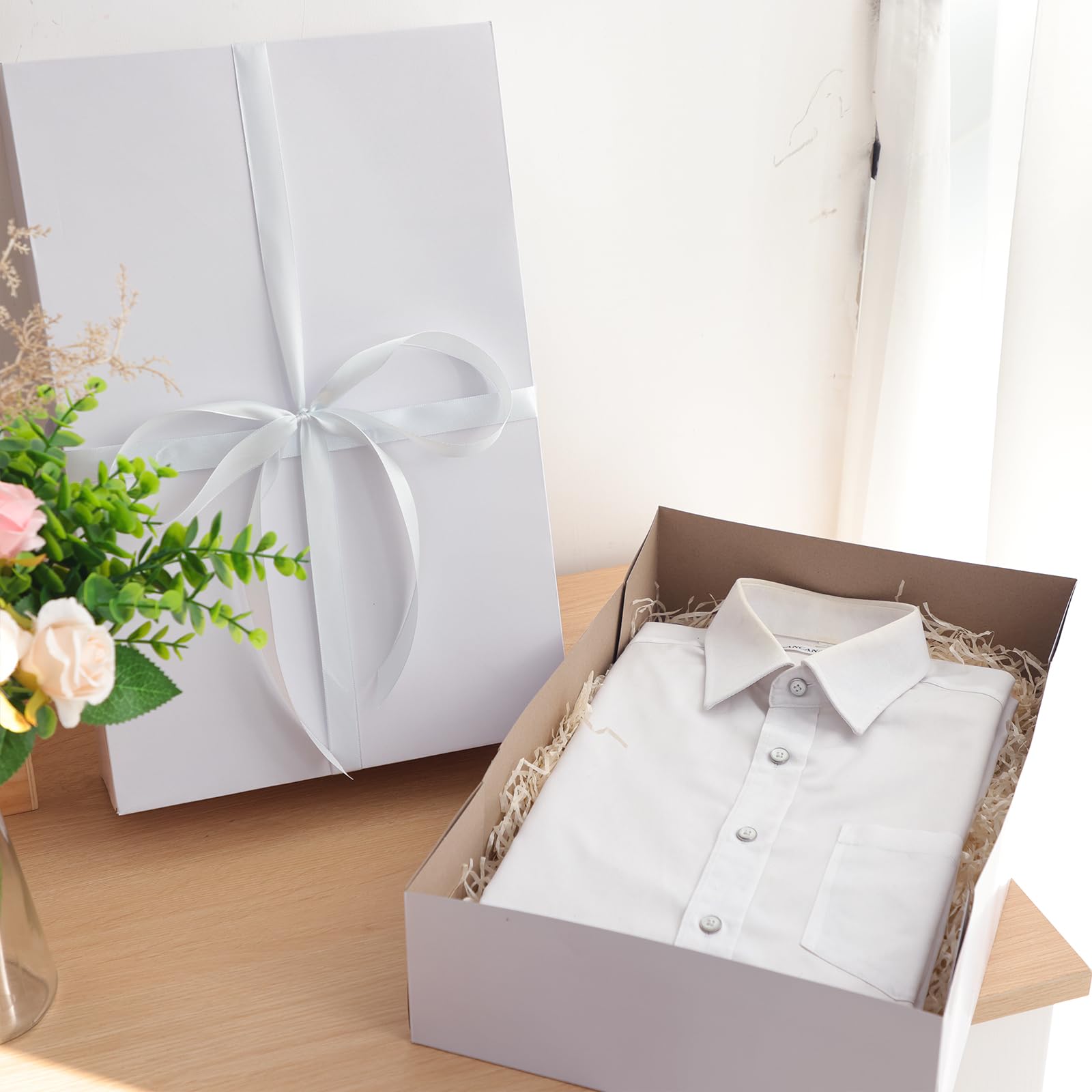 Moretoes 12 Pack Large Gift Boxes with Lids and Extra Depth (X-Large Shirt Robe Boxes Bulk for Wrapping Gifts) for Christmas Presents, Holidays, Birthdays (17 x 11 x 4)