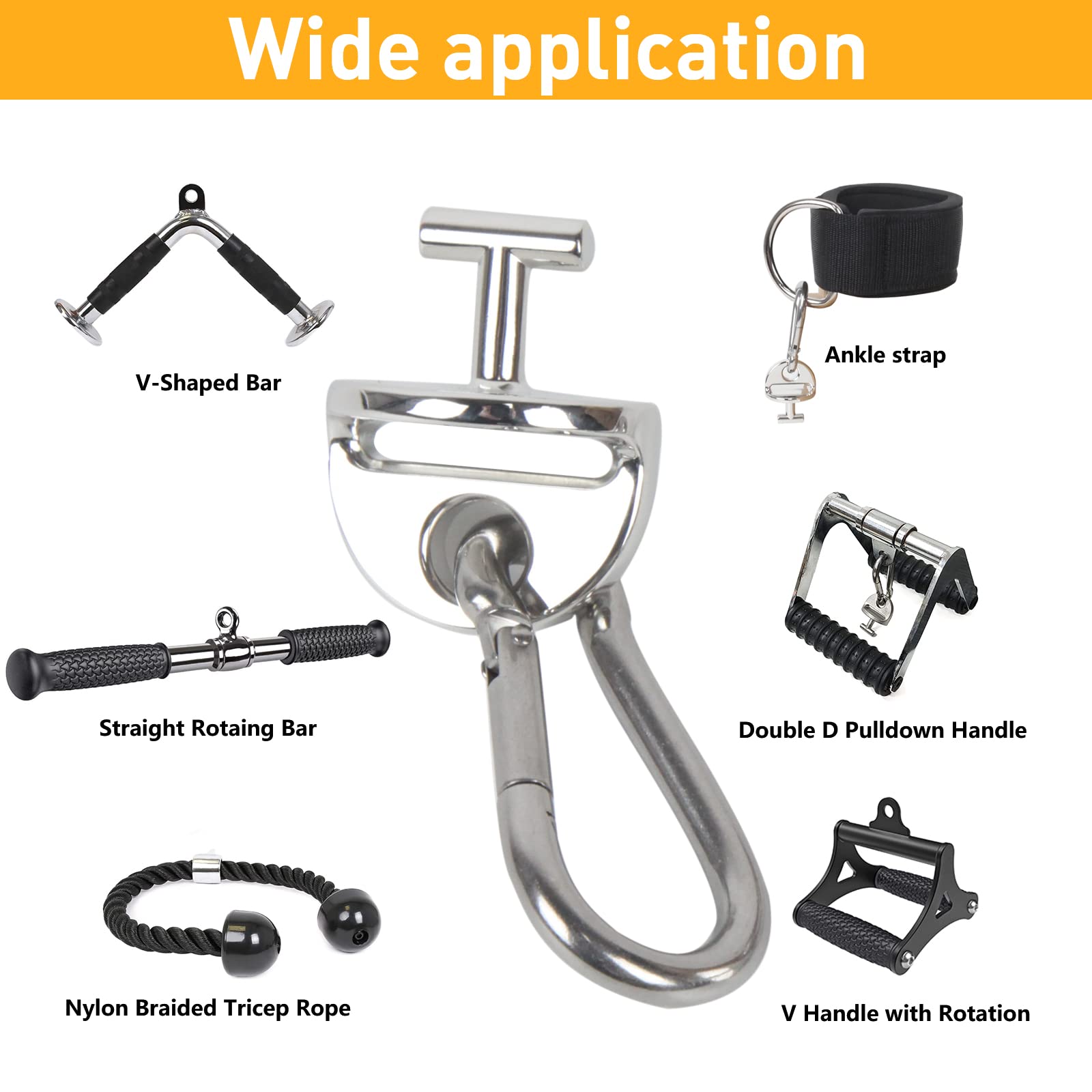 WEIGUZC 1 Pair Stainless Steel Tonal Adapters with Snap Hooks, Tonal Attachments for Attach Tonal Accessory Shelf or Tonal Cable Machine