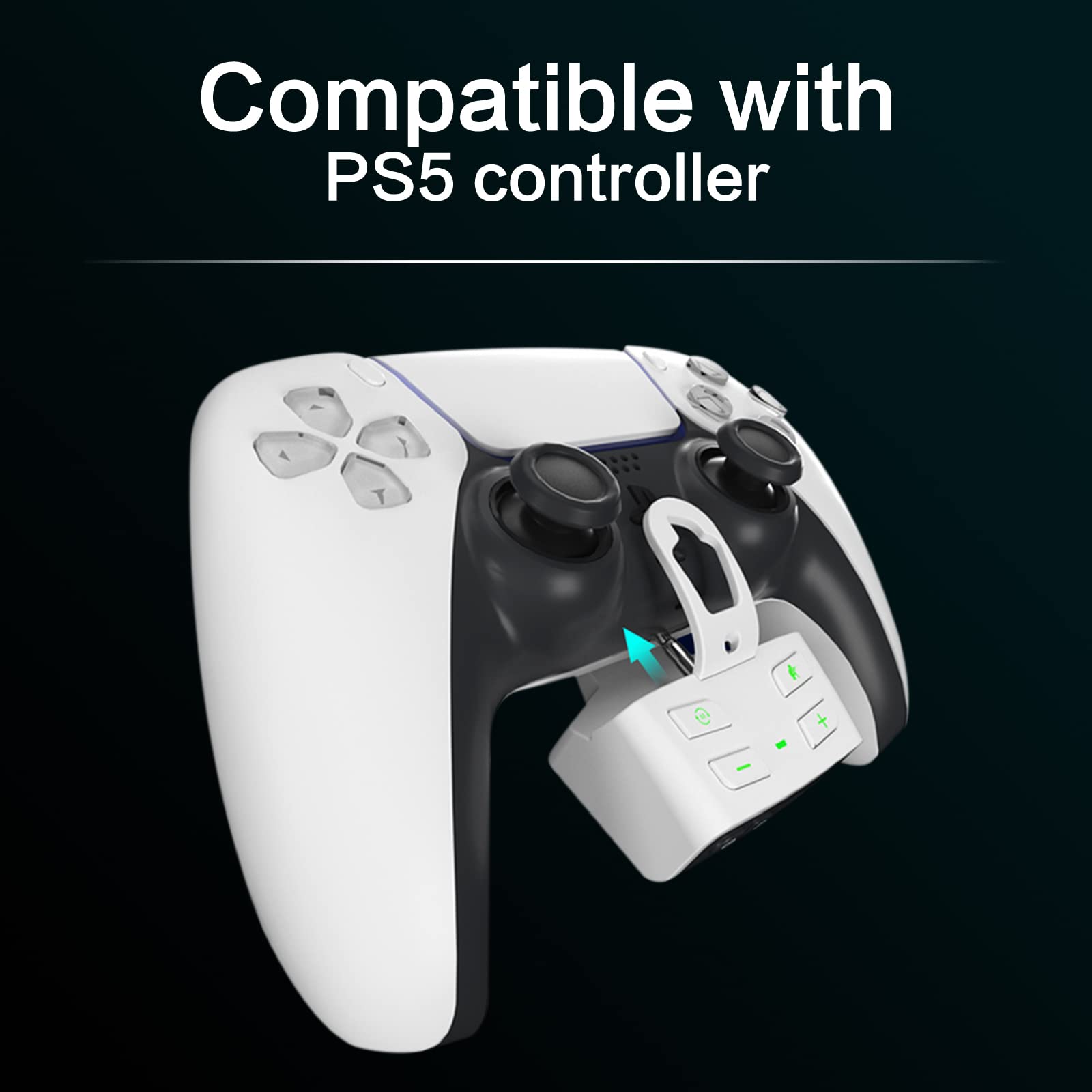 Stereo Headset Adapter Compatible with PS5 Controller,Sound Enhancer with 3.5 mm Audio Jack White