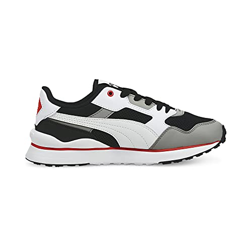 PUMA unisex child R78 Sneaker, Puma Black-puma White-limestone, 6 Big Kid US