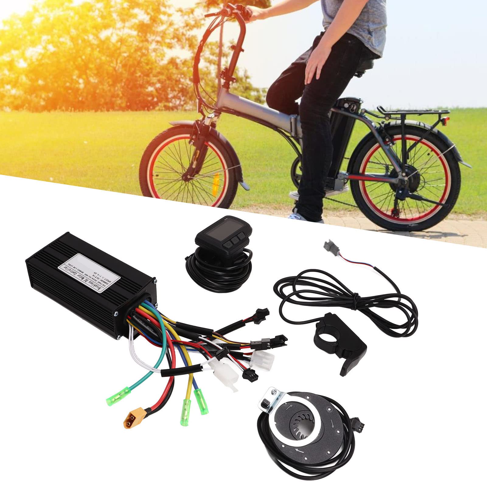 Uxsiya Electric Bike Motor Controller Kit, Electric Motor Controller 24V 36V 48V 500W 750W LCD Meter for DIY for Cyclists