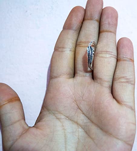 P4 Creation Oxidized Leaf New Designs Feather Ring Silver Band For Women's, Girls and Teen Girls Best Gift
