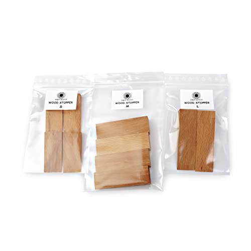 R&R SHOP - FSC Wooden Wedge Door Stop with Original 3M Adhesive - Set of 4 (Beech, S)