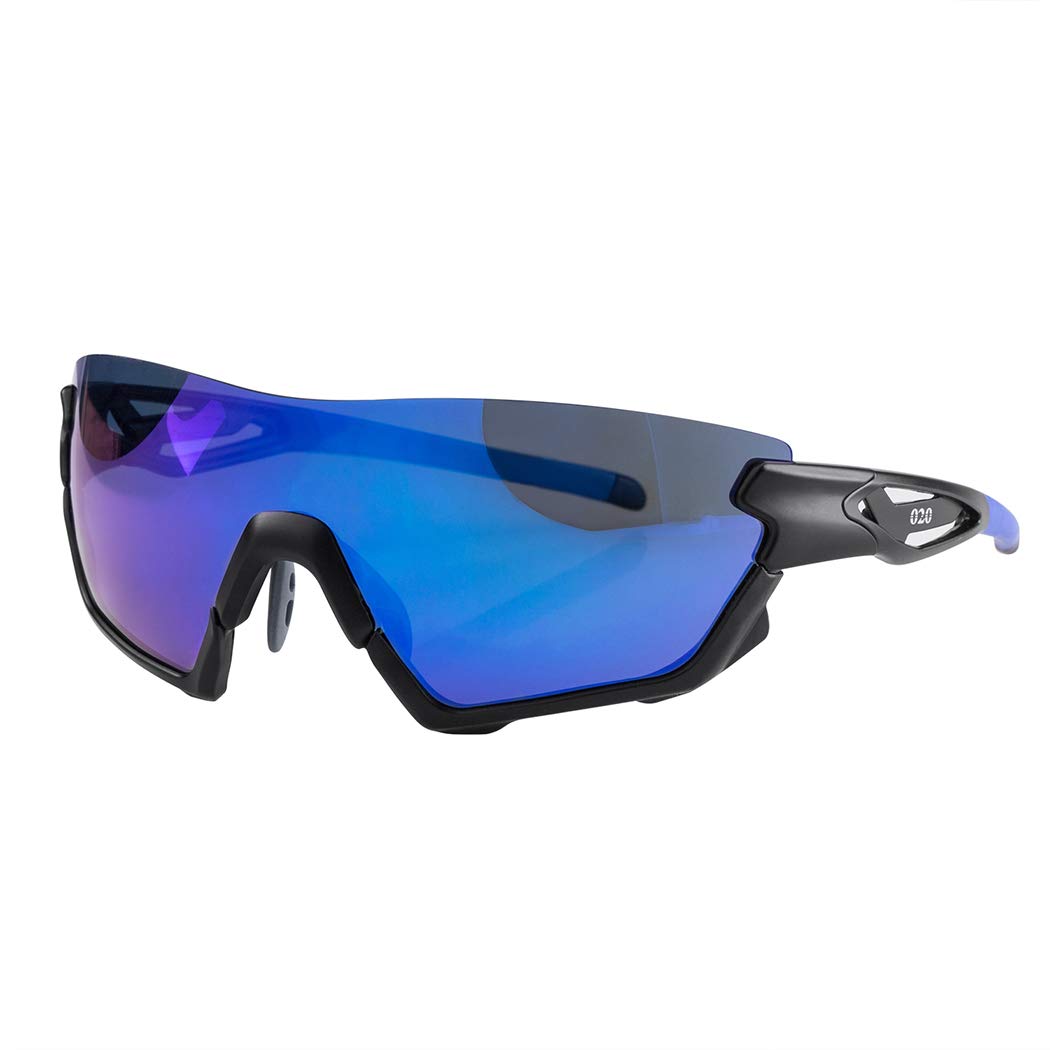 O2O Polarized Sports Sunglasses for Women Men Teens Biking Cycling Running Unbreakable (Black with blue)