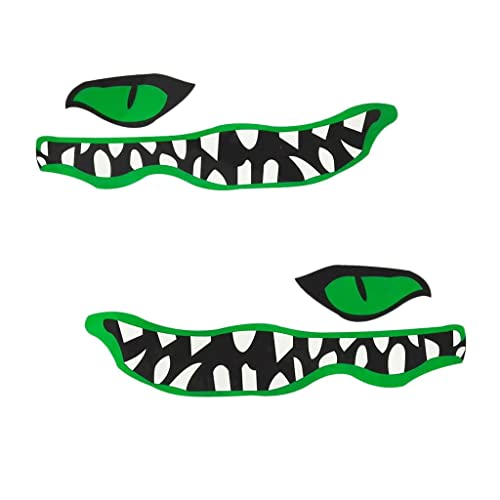 simhoa 1 Pair River Monster Mouth & Eye Decal Stickers for Kayak Canoe Boat - Green