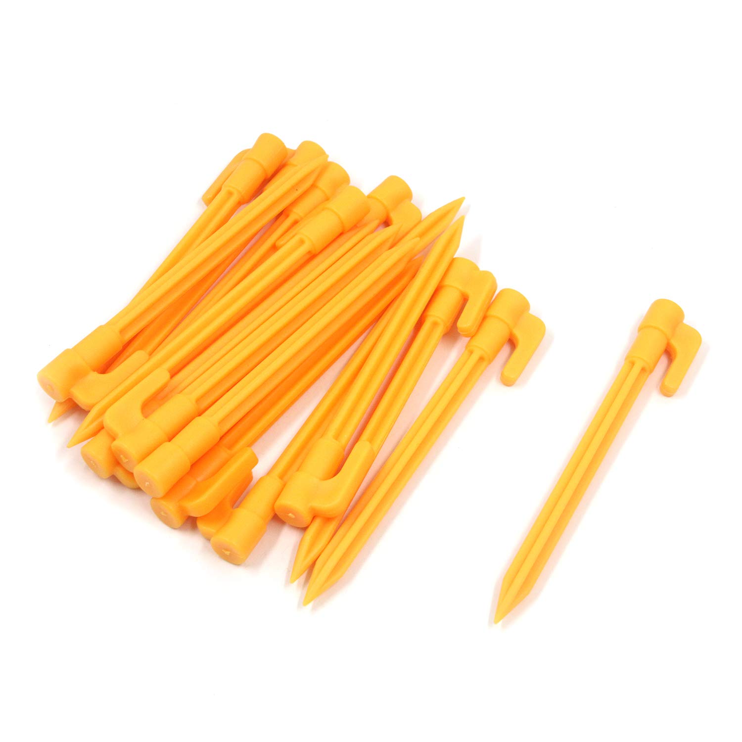 Quluxe 16 Pieces Yellow Plastic Camping Tent Stakes for Fixing Tents, Tarps, Garden Nettings, Nailing Tents
