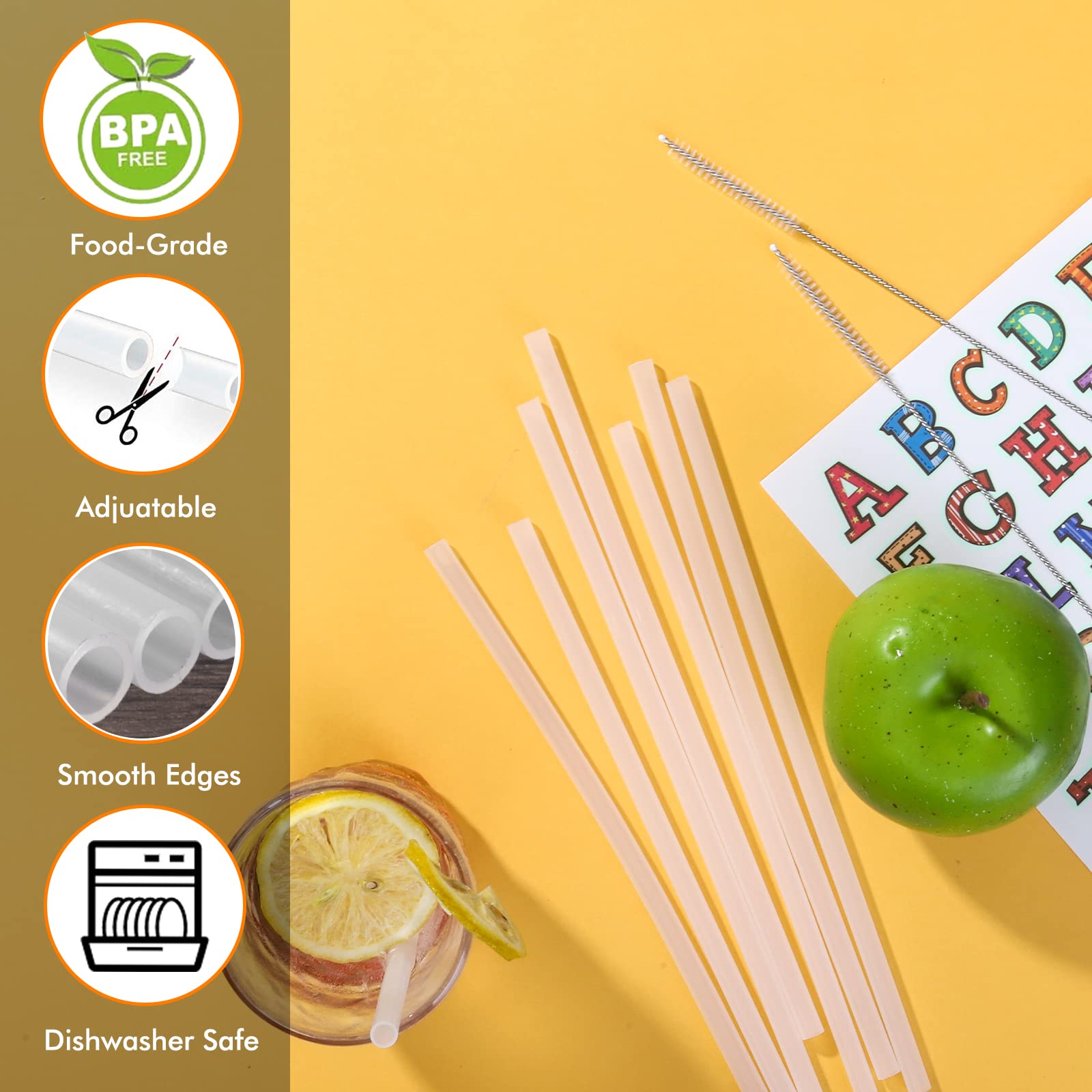 Miracredo 7 PCS Replacement Straws for Simple Modern, Fit Giotto, Fit Thermoflask and for More Water Flask, BPA Free Straws Fit Takeya Replacement Straw, Come with 2 Straw Cleaner Brushes