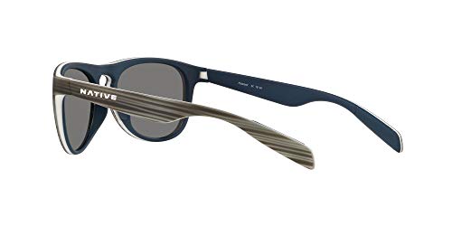 Native Eyewear Sanitas Round Sunglasses, Driftwood/White/Blue/Blue Reflex Polarized, 56 mm
