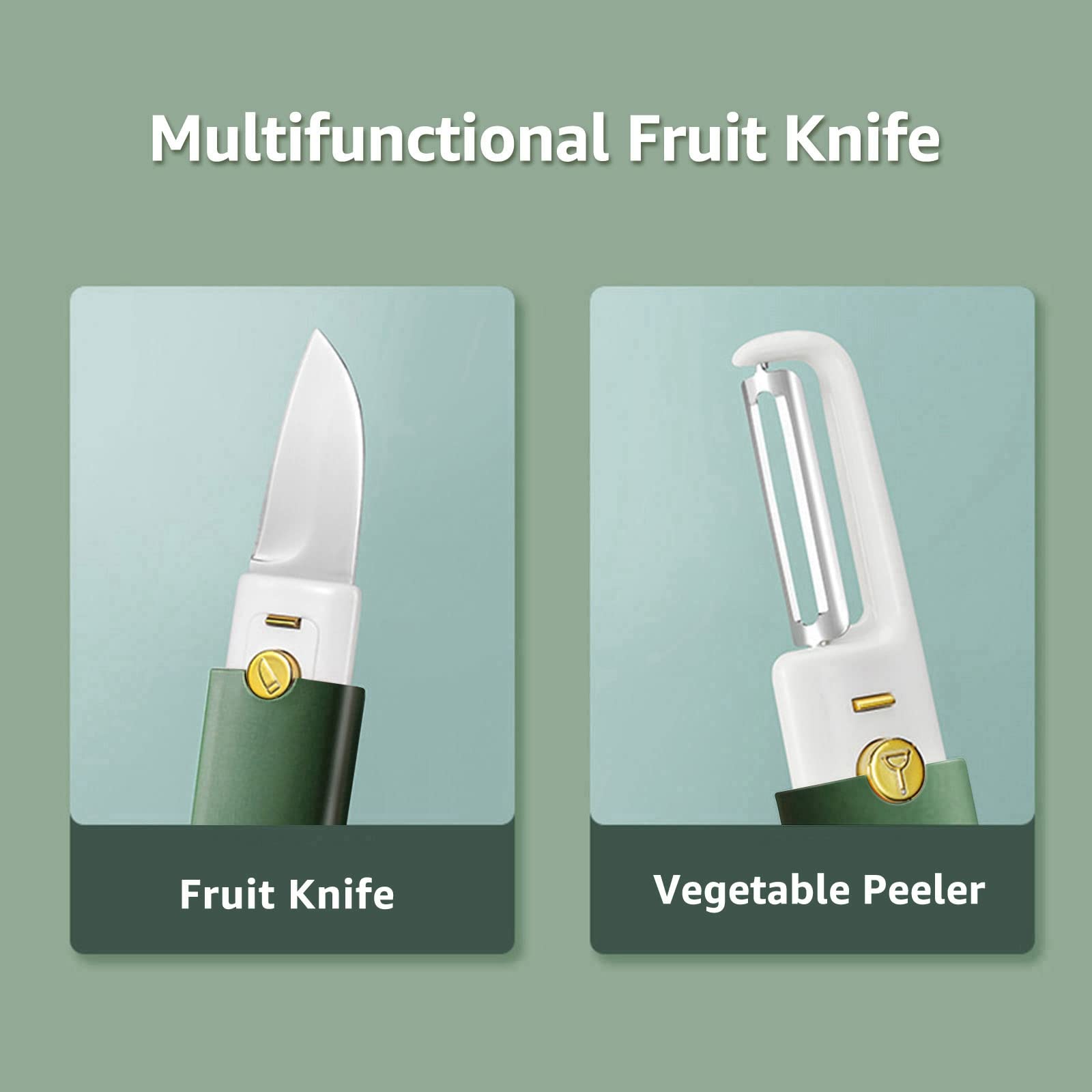 YONOVO Travel Pocket Paring Knife Fruit Knife Peeling Vegetable Peeler Multi Function Small Portable Stainless Steel Pocket Knife for Travel, Camping, Kitchen