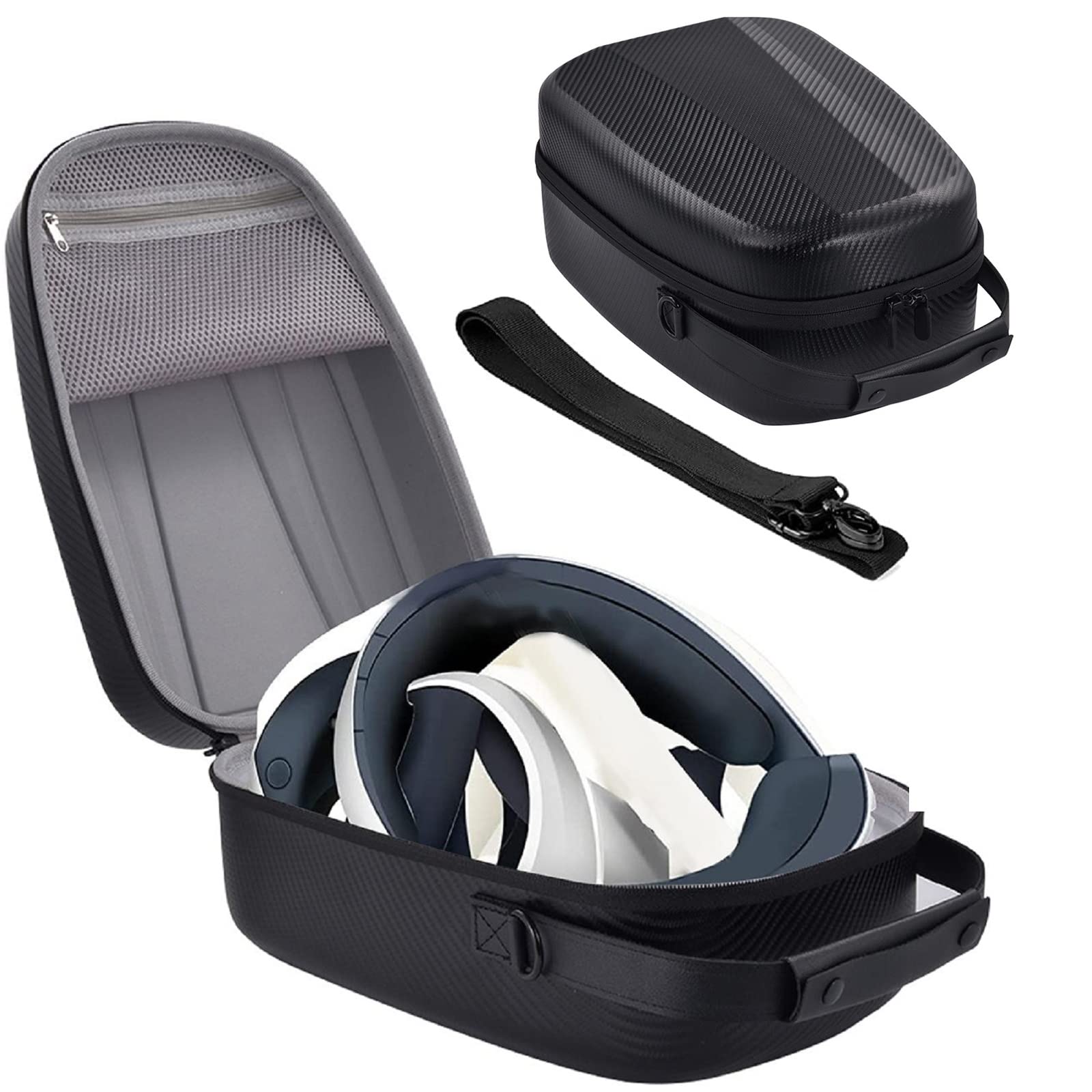 VR2 Storage Bag, PS VR2 Bag, VR2 Storage Protective Case, For PS VR2 Storage Bag, Large Capacity, Small Items, Lightweight, Waterproof, Hard, Easy to Carry, Shockproof, Dustproof, Water Resistant, Stain Resistant, EVA + PU Material, PS VR2 Accessories, bl
