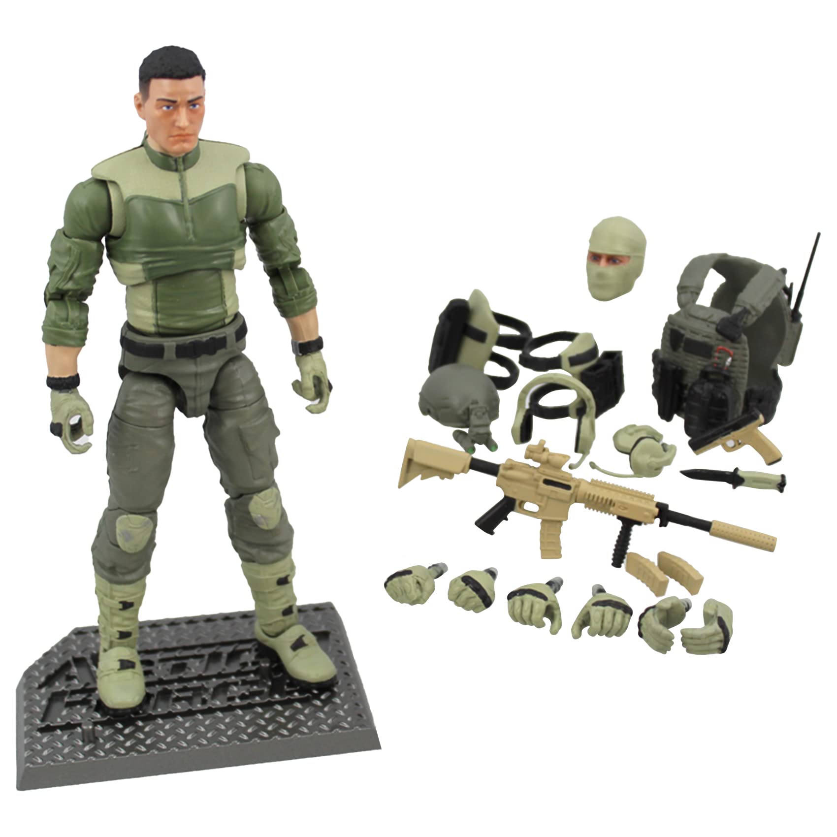 Valaverse 1/12 Scale Action Force Blowback Military Figure, 6.5 Inch SWAT Soldier with Weapons & Playset Accessories
