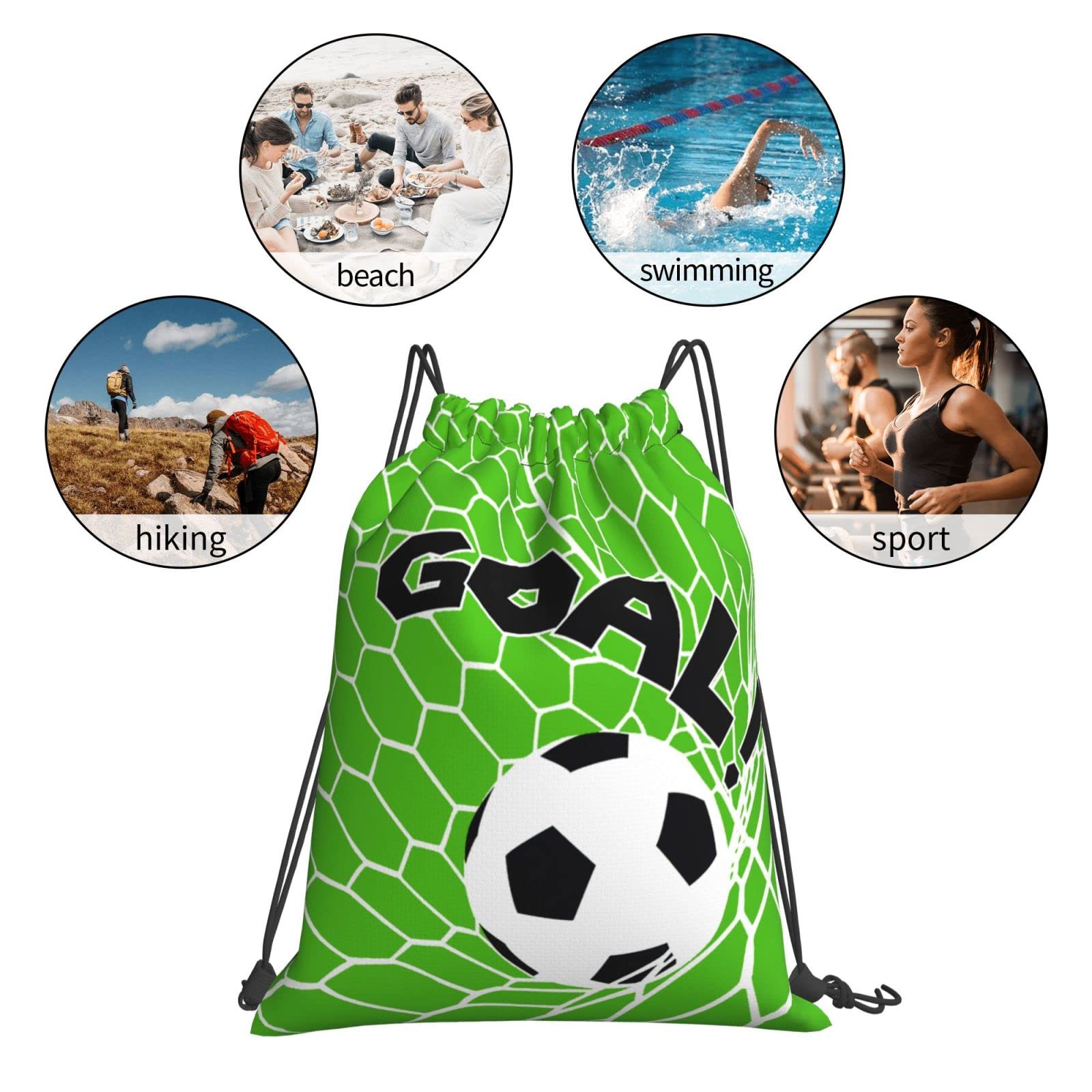 Soccer Drawstring Backpack Water Resistant String Bag Travel Sport Gym Bags One Size