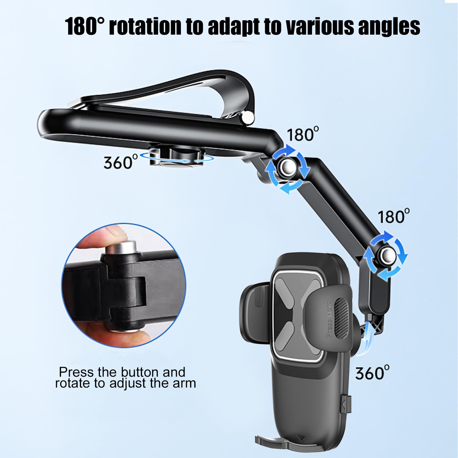 qumHmup Car Phone Holder Mount,360°Rotatable Retractable Car Phone Holder,Multifunctional Adjustable Mount Cell Phone Holder for Car,Universal Phone Holder for Mobile Phones