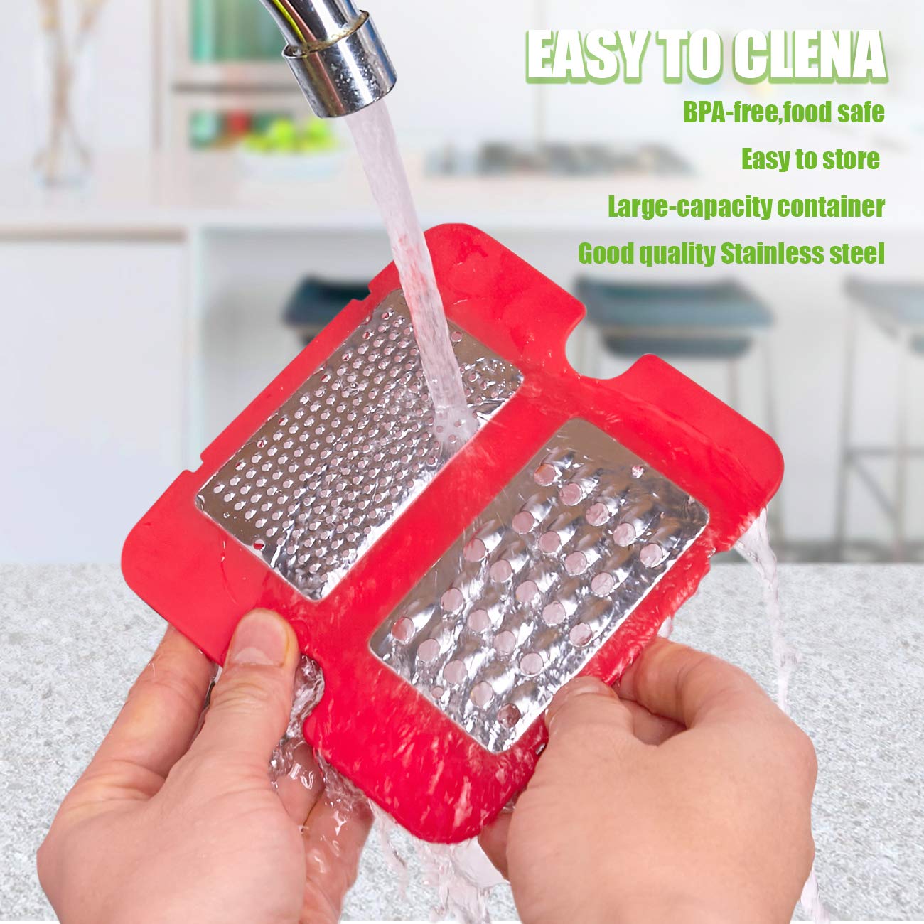 Nurch Cheese Grater with Container 4 in 1 Box Grater with Stainless Steel Blades Cheese Vegetable Slicer for Carrot Potato Easy to Use…