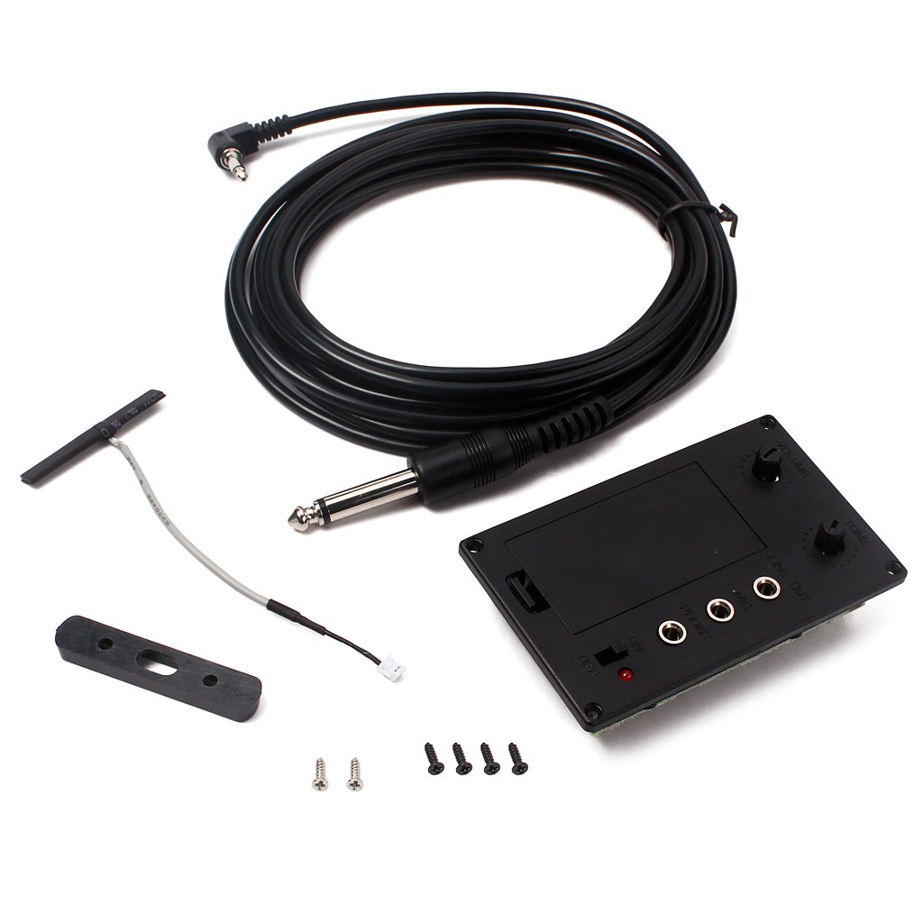 MonkeyJack Durable Violin Silent EQ Preamp Pickup with Plug Hole Cable Screws Set 4/4 Violin Parts