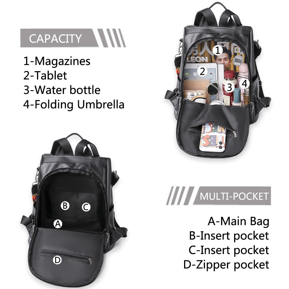 XIA WEI SI Women's Fashion Backpack Purse Multipurpose Design PU Leather Travel Bag Anti-theft Shoulder Bag and Handbag (Coffee)