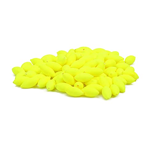 Yeuipea Fishing Lures Baits Floats Beads, 100pcs Fishing Strike Indicator Fishing Lures Baits Floats Beads Fishing Tool Accessory(Yellow)