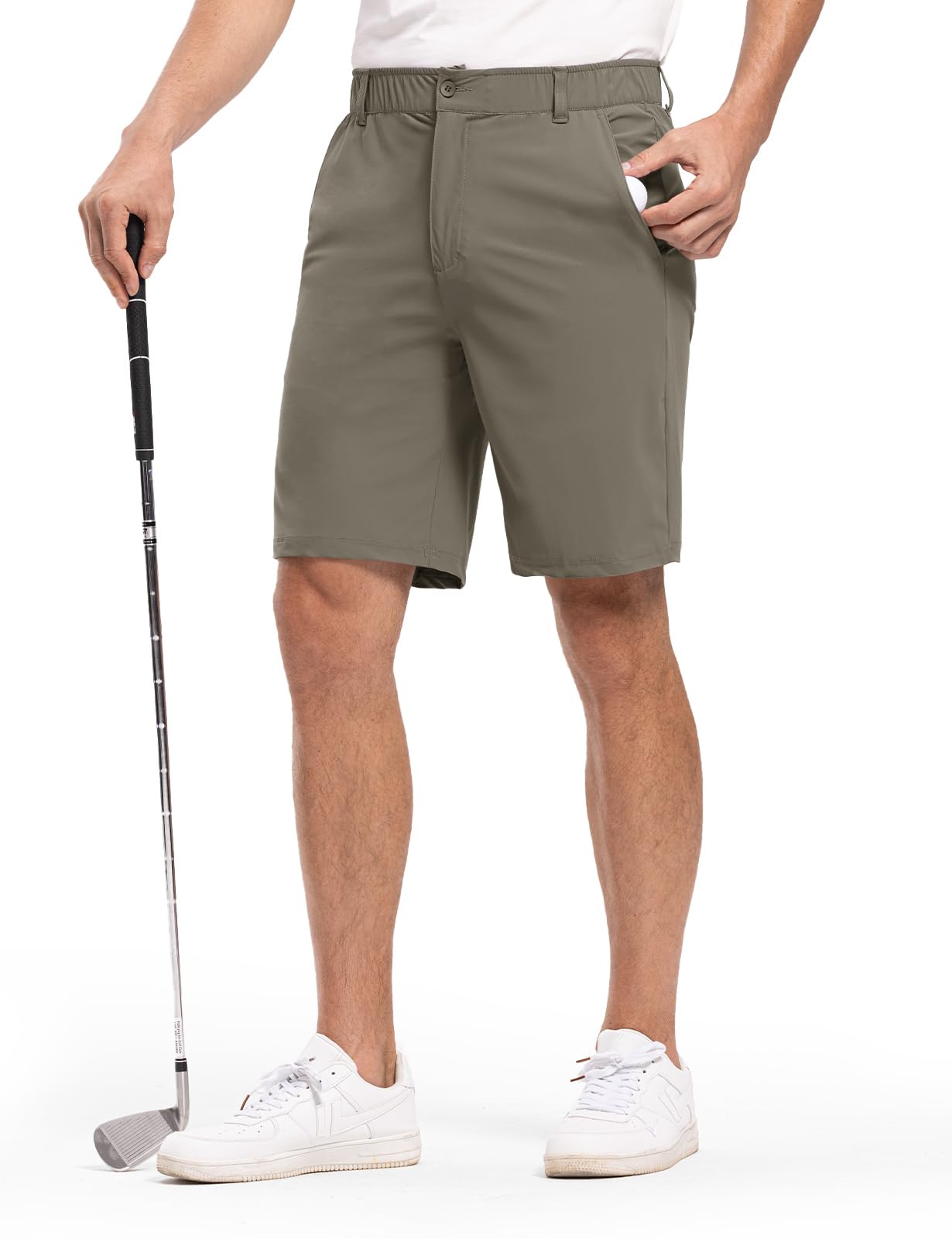 TBMPOY Men's Stretch Golf Work Shorts Cargo Hiking Lightweight Quick Dry Short for Travel Camping 5 Pockets Khaki 38