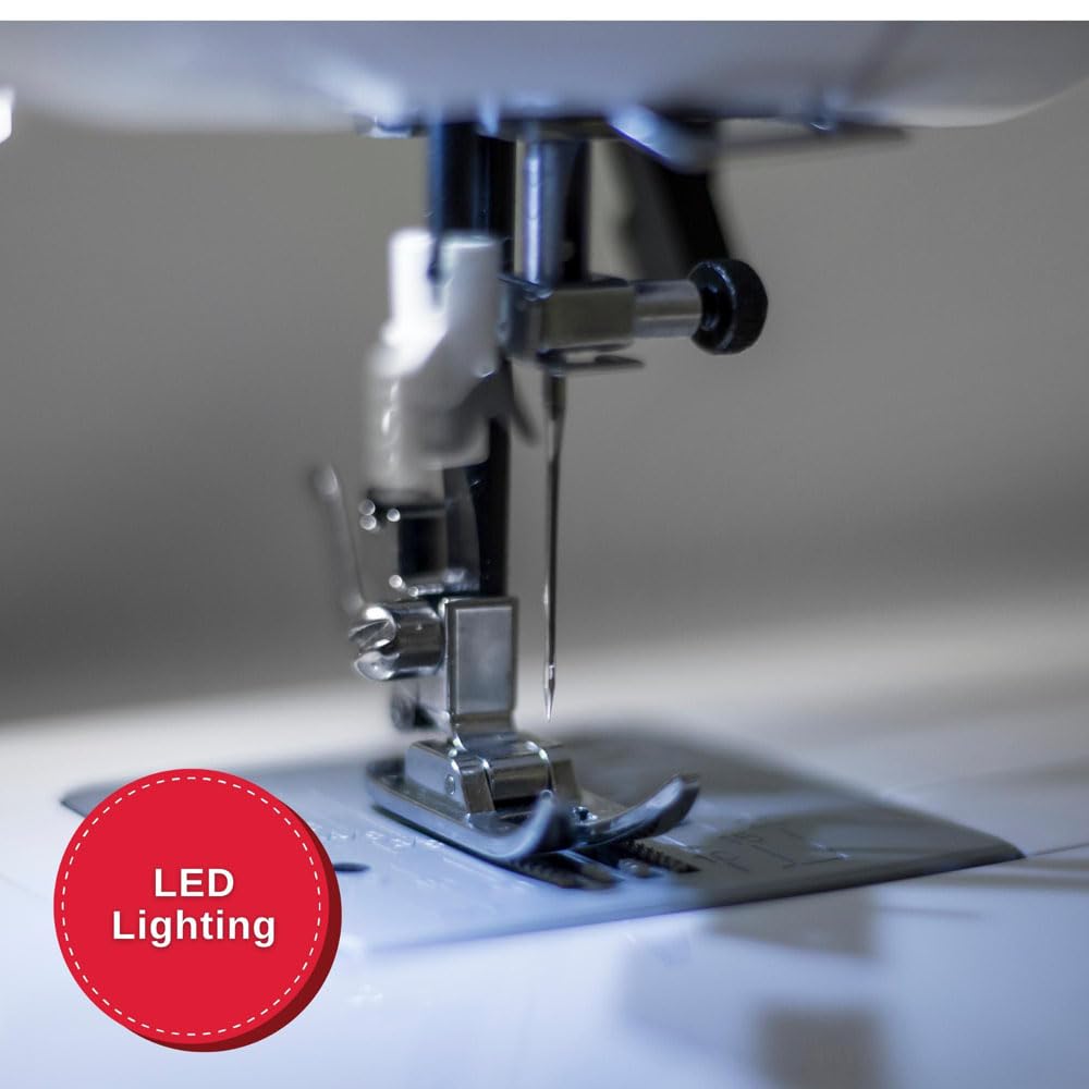 SINGER SM024 White Metal Sewing Machine with 24 Stitches and LED Lighting