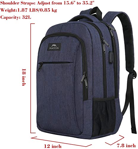MATEIN Laptop Backpack,Slim Travel Backpack with Laptop Compartment for Men Women,College Daypack Gift Computer Bag fits 15.6 Inch Notebook, Blue