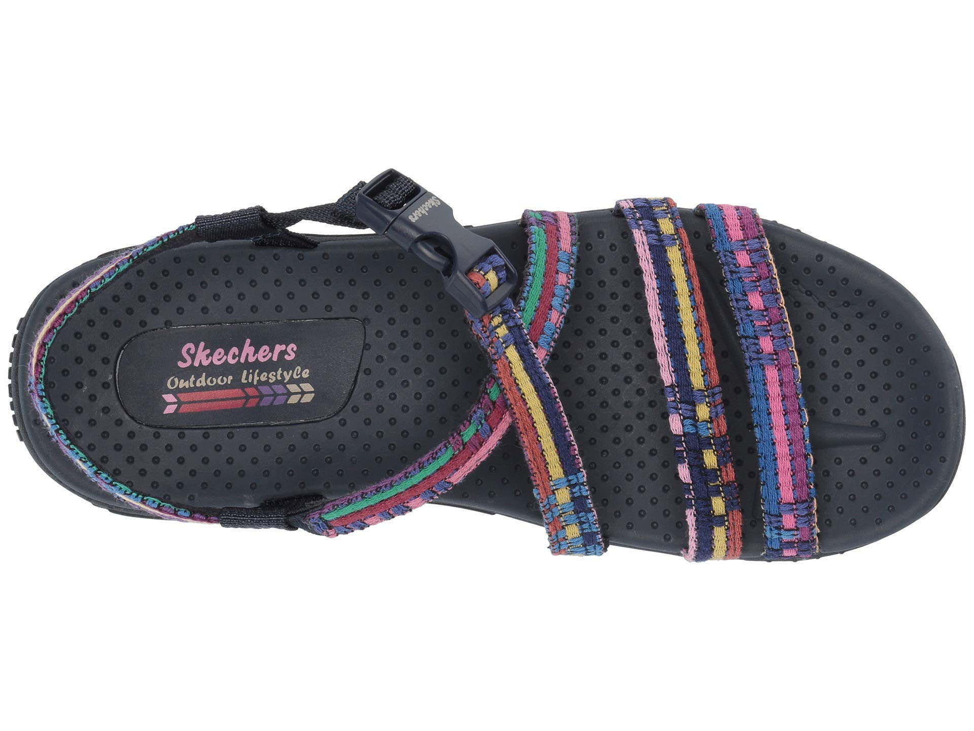 Skechers Women's Reggae-Sew Me-Boho Woven Strappy Slingback Sandal, Navy Multi, 8.5