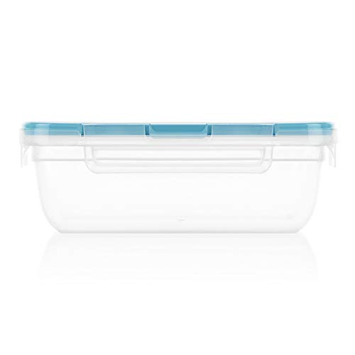 Snapware Total Solution 6-Pc Plastic Food Storage Containers Set with Lids, 8.5-Cup Rectangle Meal Prep Container, Non-Toxic, BPA-Free with 4 Locking Tabs, Microwave, Dishwasher, and Freezer Safe