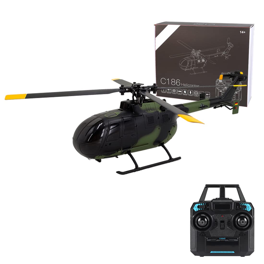 MOYRETTY 1/18 4CH 2.4G RC Helicopter Model for Beginners, Remote Control Stunt Helicopter (RTF Version)