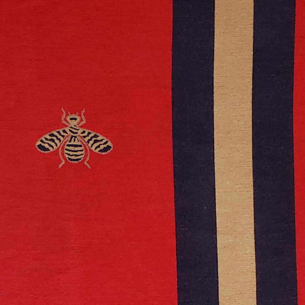 Rosemarie & Jubalee Women's Chic Reversible Navy Tan And Red Designer Bee Fashion Wrap Scarf, 72"