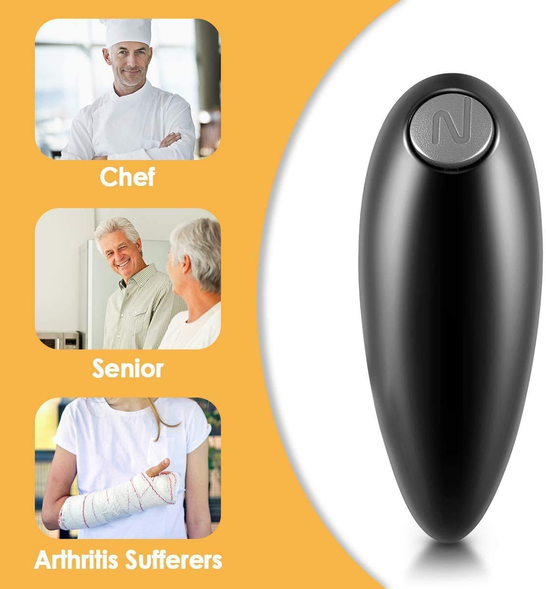 Vivibyan Electric Can Opener, Best Hands-Free Automatic Electric Can Opener for Kitchens and Restaurants, One-Touch Start Operation, Chef's Best Choice Manual
