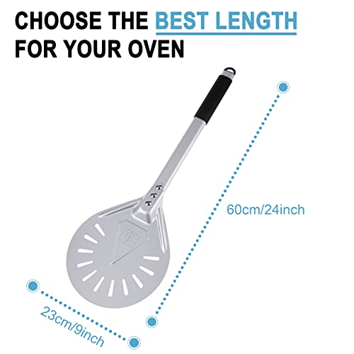 TC Logo Pizza Turning Peel-Premium Pizza Paddle with Non-Slip Rubber-Covered Handle –Heavy-Duty Turning Peel with Aluminum Plate – Ergonomic and Lightweight Design 8-inch.