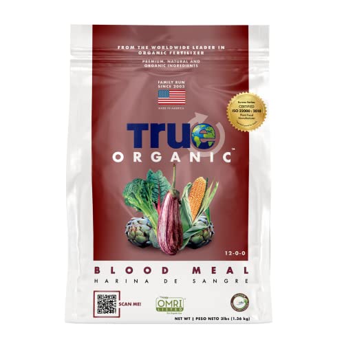 True Organic Blood Meal Granular Fertilizer 3 lbs - CDFA, OMRI Listed for Organic Gardening NPK 12-0-0