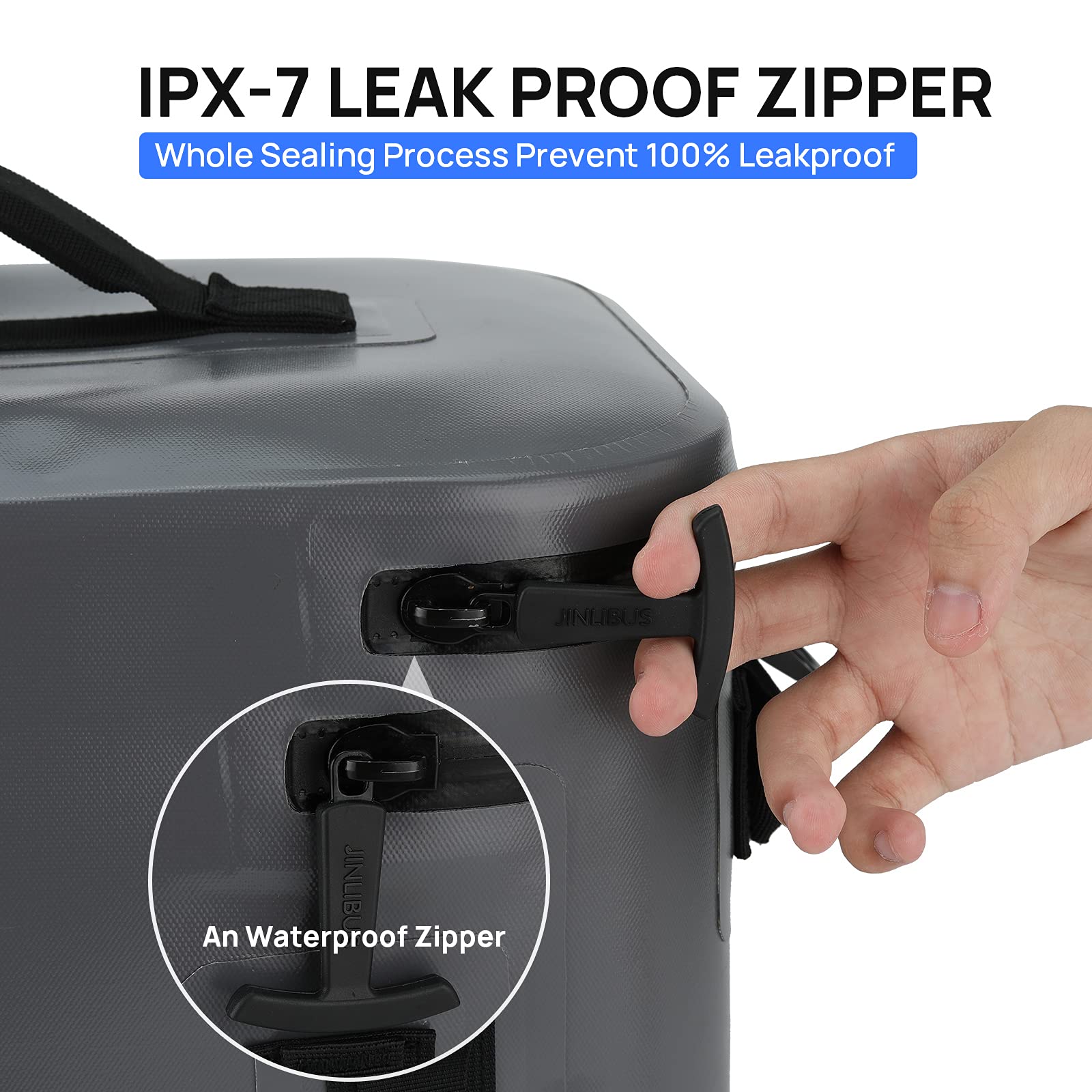 Soft Cooler Leak Proof Cooler Bag Portable Softsided Insulated Bag Waterproof Cooler for Camping, Fishing, Beach 30 Can Grey