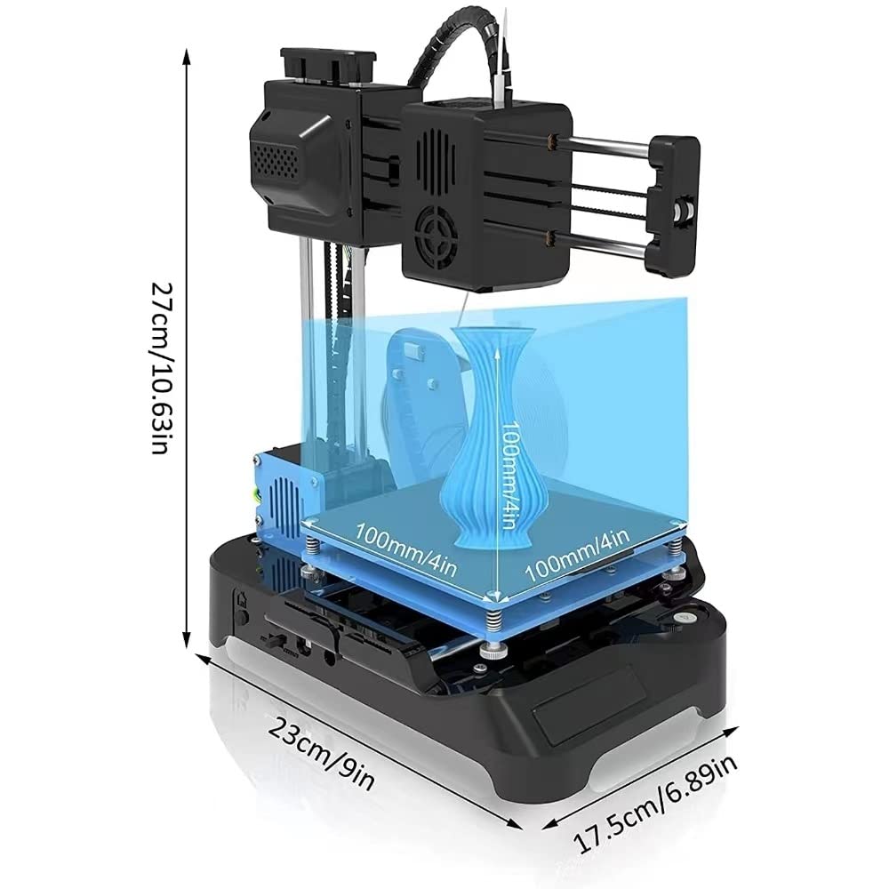 Mini 3D Printer Beginners Entry Level Low Noise Use PLA TPU 1.75mm Filament Printing Size 100x100x100mm (Color : Black, Size : TF Card Offline_US)