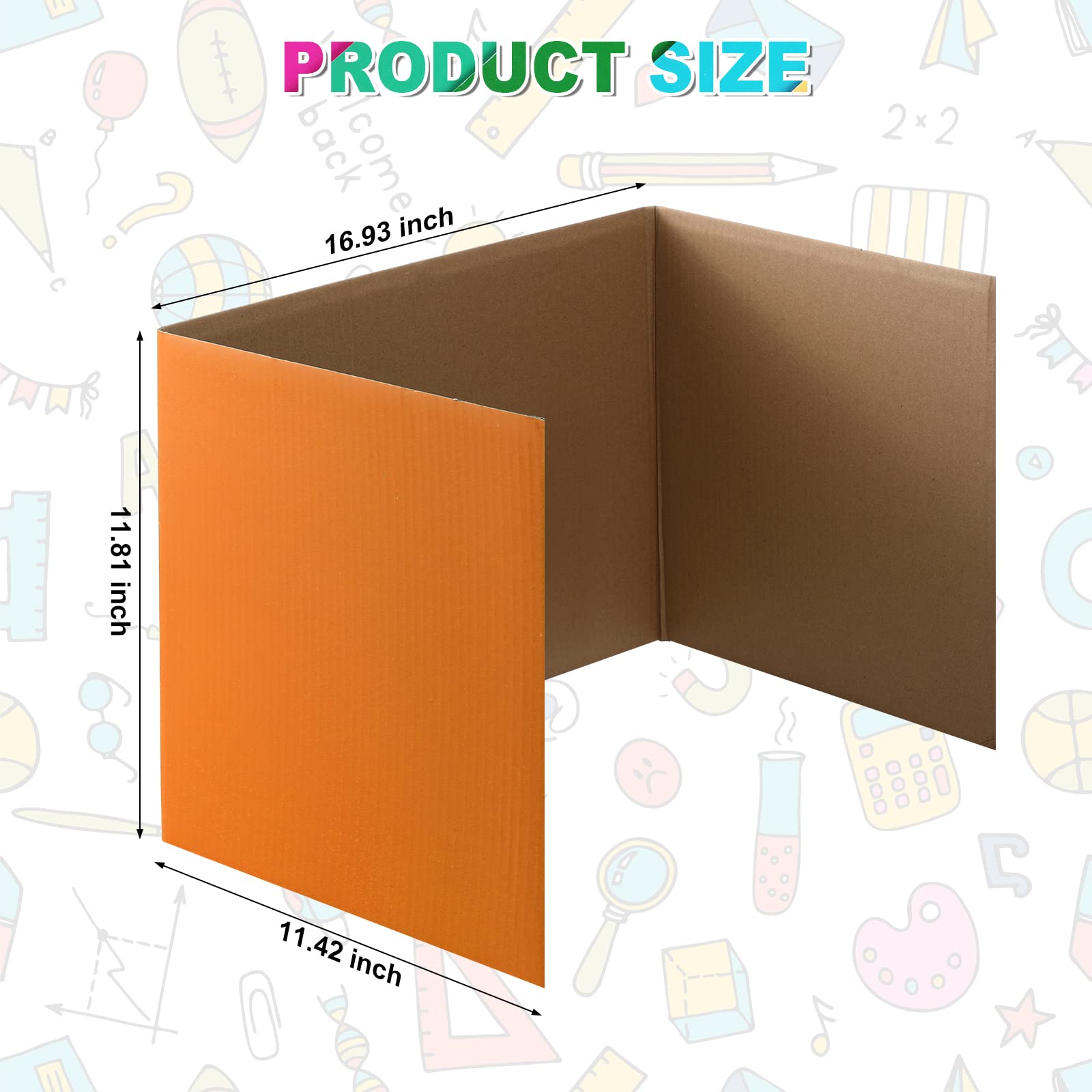 SATINIOR 12 Pcs Privacy Boards for Student Desks Classroom Desk Divider Trifold Table Desk Privacy Panel Privacy Folders for Students Desk Partition Study Carrel School Teacher 12 Colors, 16 x 12 in