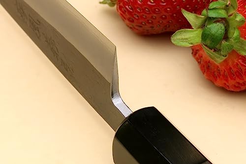 Yoshihiro Kurouchi Black-Forged Blue Steel Stainless Clad Petty Utility Knife Ebony Handle (5.3'' (135mm) & No Saya)