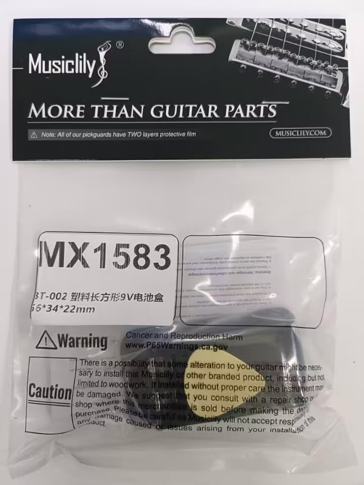Musiclily Pro Active Guitar Bass 9-Volt Battery Box Case Holder Compartment Cover, Black