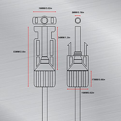 weideer Solar Panel Extension Cable 20FT 12AWG Connector Cable with Female and Male Extension Cable Wire Adapter Kit (20FT Red + 20FT Black) K-V001-12-20