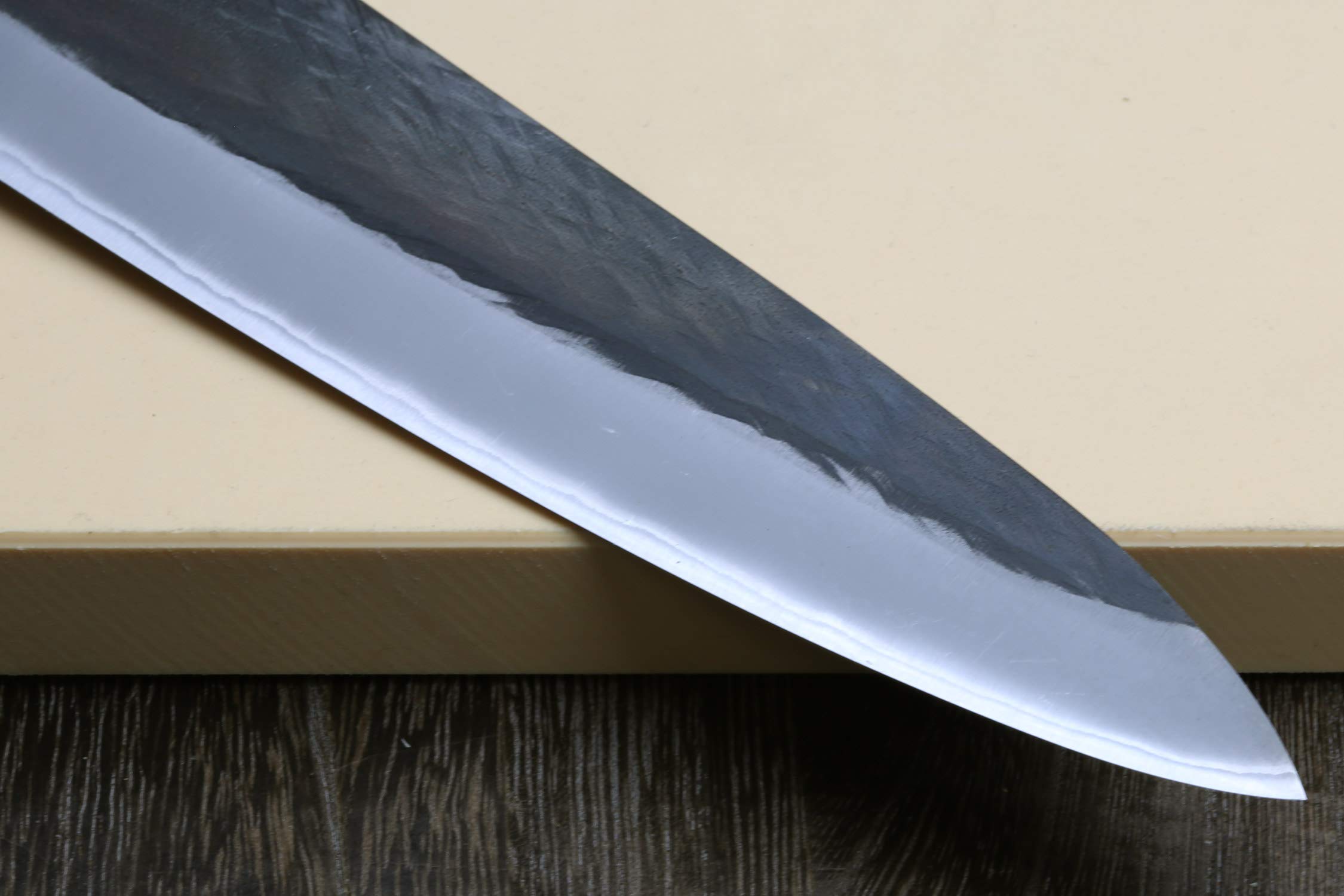 Yoshihiro Kurouchi Black-Forged Blue Steel Stainless Clad Gyuto Chefs Knife Ebony Handle (8.25'' (210mm) & No Saya)