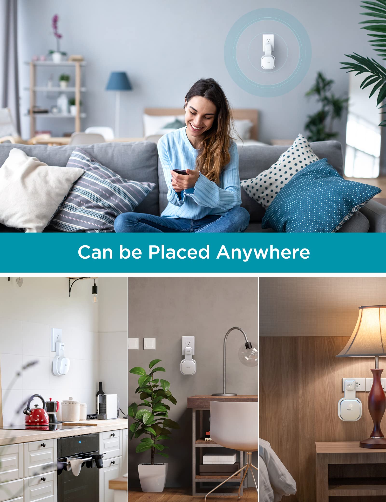 Wall Mount Holder for eero 6 Router Mesh Wi-Fi System [NOT Fit for eero Pro 6], The Simplest Outlet Wall Mount Holder, Stand Bracket for eero 6 Extender No Messy Wires Space Saving White(1 Pack)