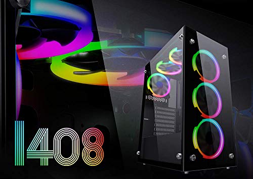 Raidmax i4 Series ATX Desktop Gaming Computer Case USB 3.0 Tempered Glass Window with 120mm ARGB LED Fans (i408)