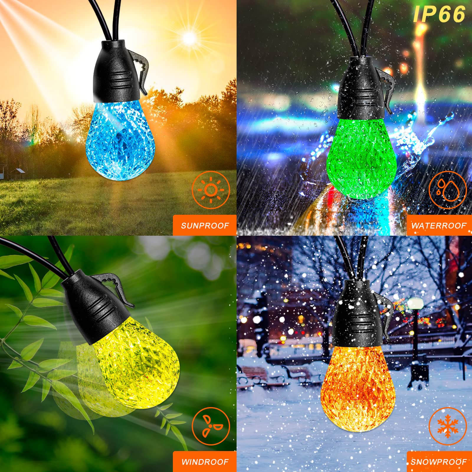 OuZong 49ft Outdoor String Lights, 1.5 Times Longer lifespan, Remote and App Control String Lights, Outdoor Lights for Patio Waterproof Connectable String Lights Indoor for Backyard