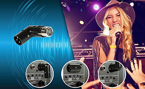 Pair of 3-PIN XLR Angle Adapter | Dual Male & Female, Durable Metal Connector w/ 4 Adjustable Angle Positions & Tight Connection to Mixer | Save Space & Keep Mic Cables Neat On Stage, In Studio & More